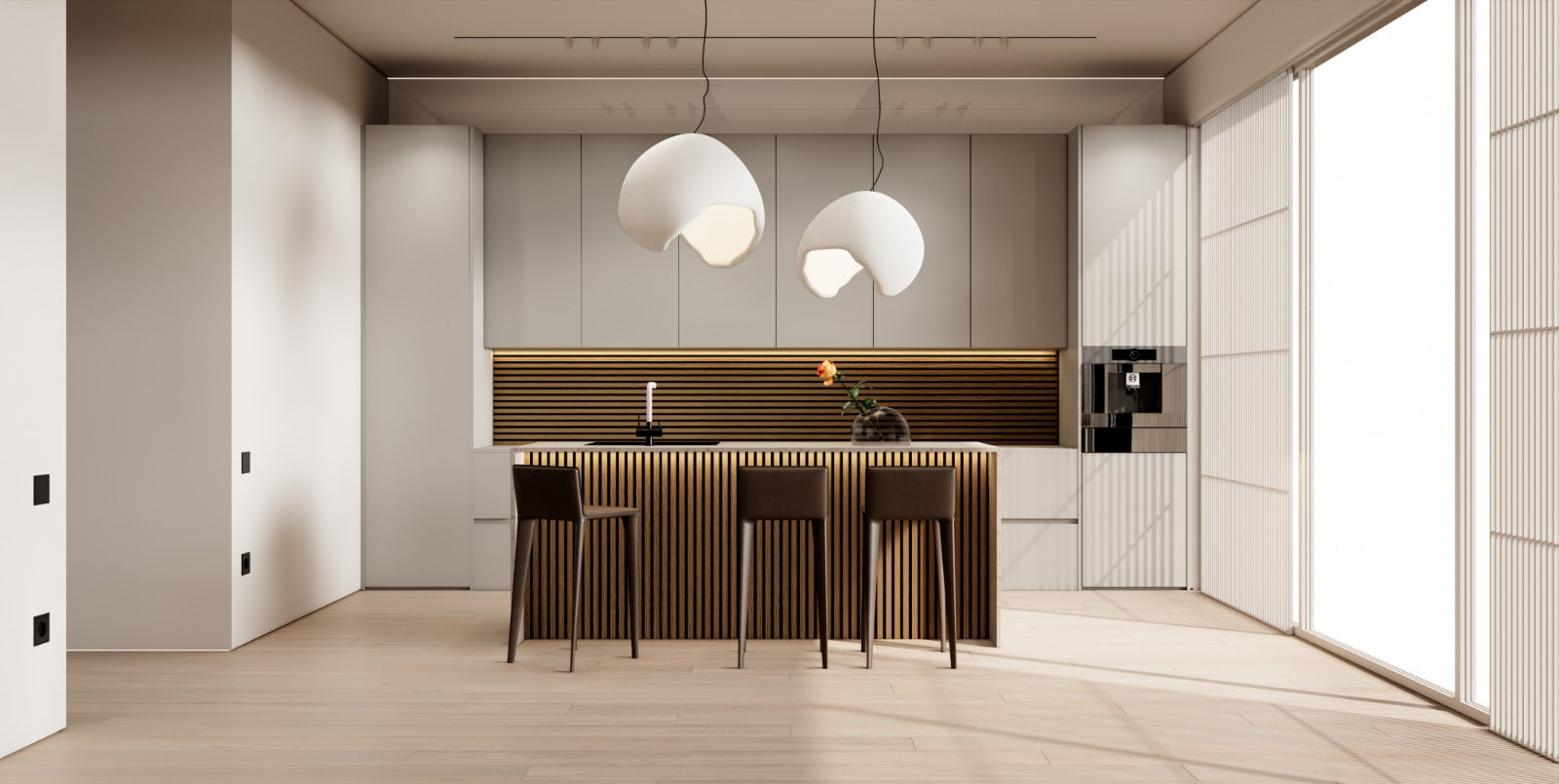 Walnut Wooden Slatted Acoustic Wall Panel – Divans and Ottomans