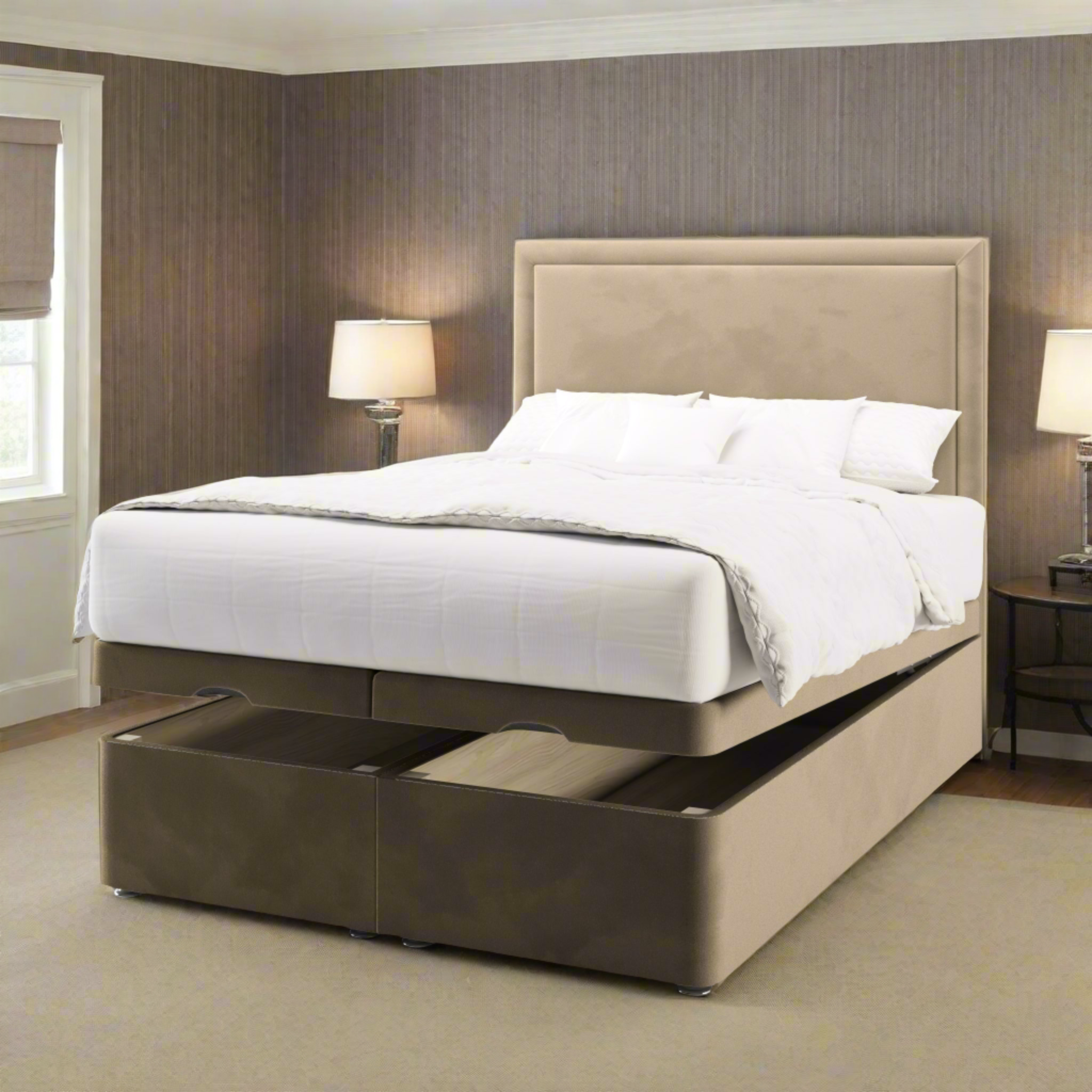 Bond Short Headboard Ottoman Storage Bed Base & Mattress – Divans and ...